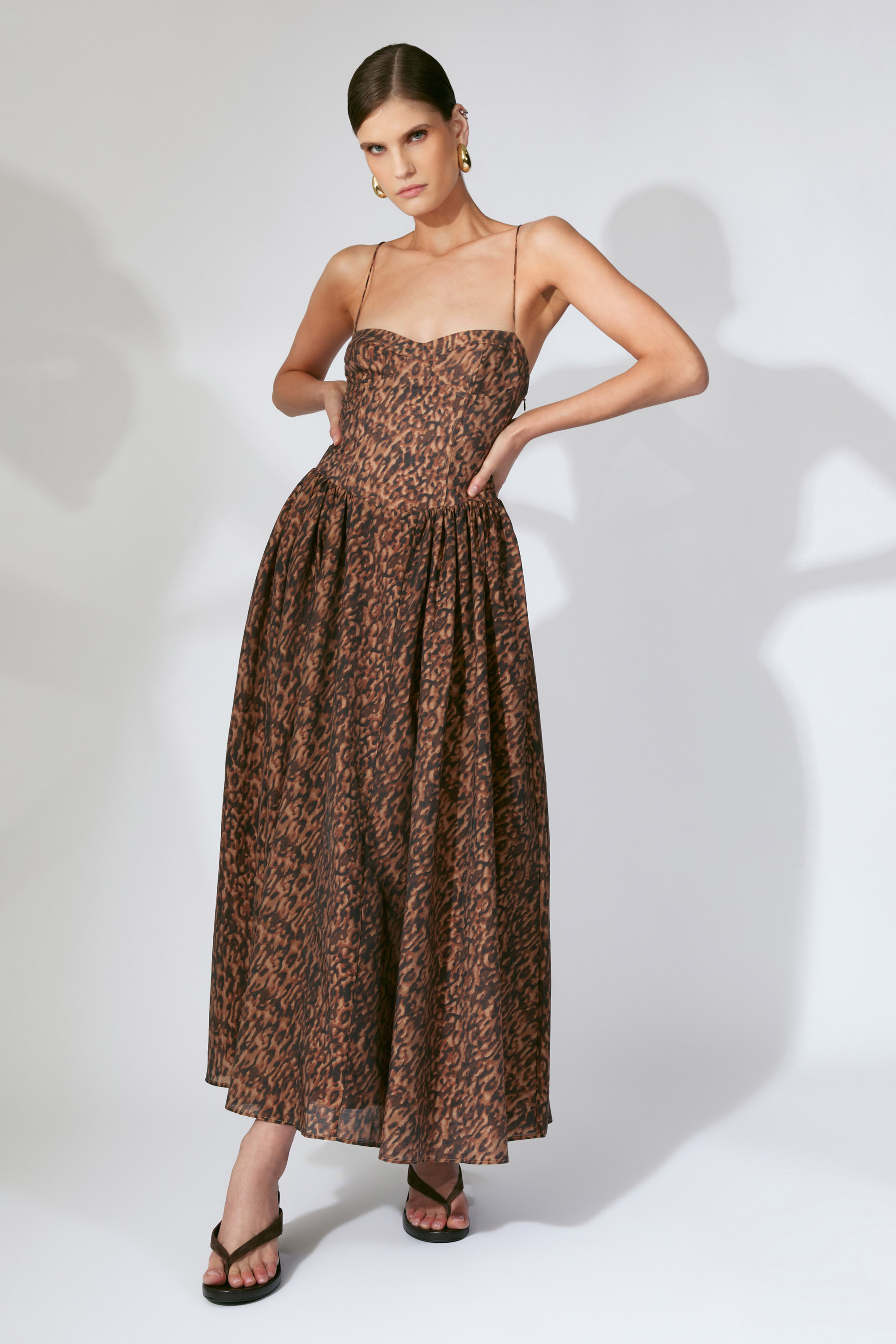 BARDOT BARDOT Estie Printed Maxi Dress with Sweetheart Neckline and Lace-Up Back